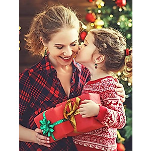 12 Pairs Christmas Dangle Earrings, Kalolary Christmas Tree Santa Claus Bow Jingle Reindeer Snowflake Plated Alloy Xmas Earrings Christmas Themed Pierced Hook Drop Earrings for Women