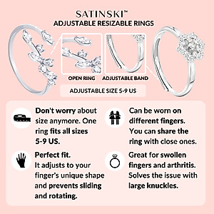 Satinski 18K Gold-Plated Sterling Silver 925 Natural Pearl Triple Claw Adjustable Expandable Ring | Ideal as a Gift for Women | Mother's Day/Birthday/Anniversary… (TRIPLE CLAW)