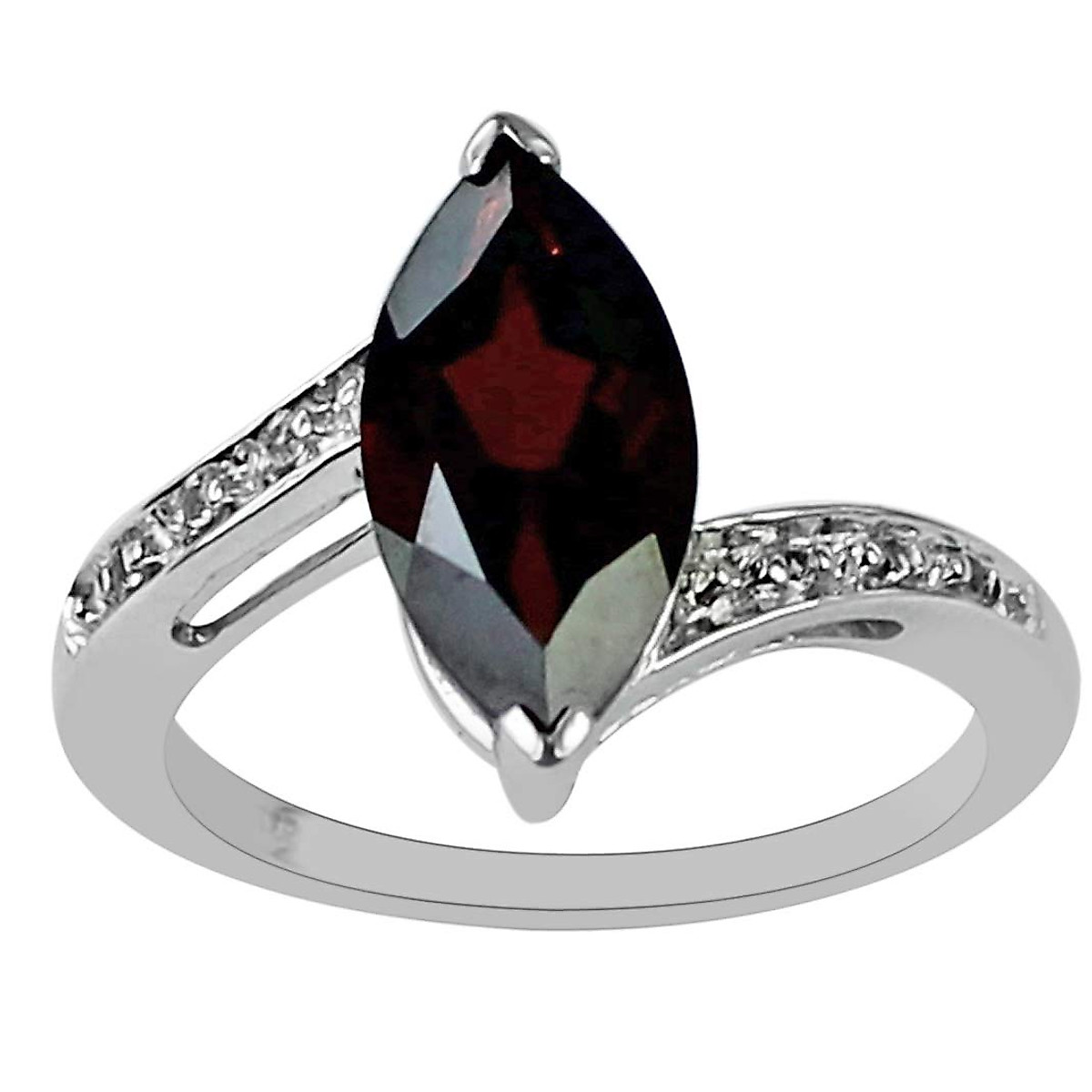 Carillon 3.64 Carat Red Garnet Marquise Shape Natural Non-Treated Gemstone 925 Sterling Silver Ring Engagement Jewelry for Women & Men