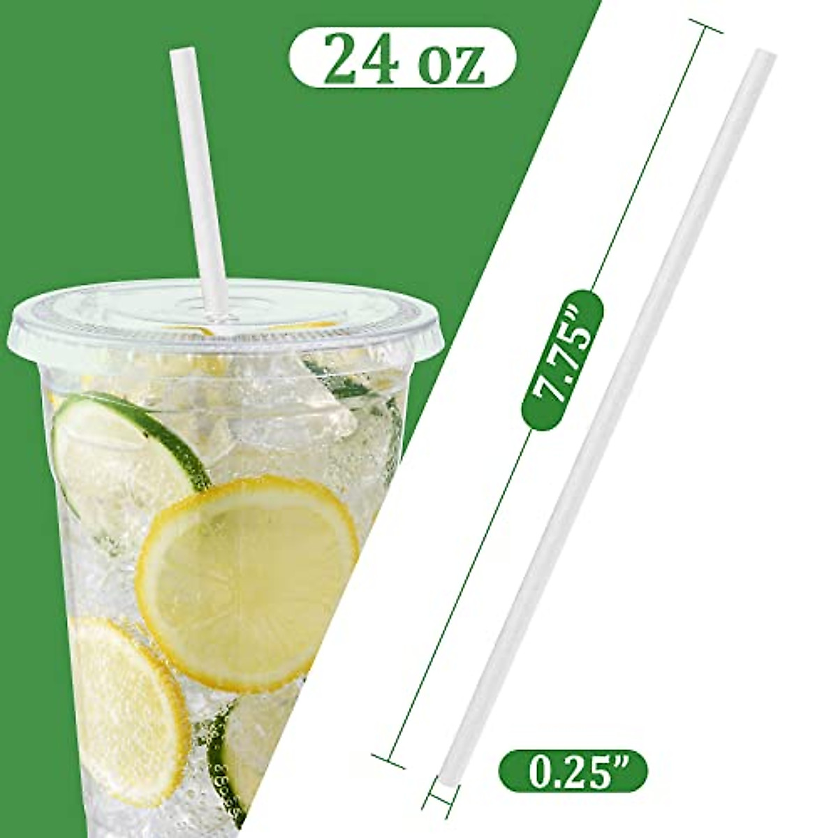NEEBAKE Paper Drinking Straws - 200Pcs Biodegradable Drinking Stripe (White)