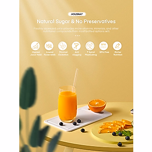 Juicer Machines Vegetable and Fruit, HOUSNAT Cold Press Juicer Extractor with 2-Speed Modes Easy to Clean, Slow Masticating Juicer with Quiet Motor, Reverse Function, Recipes (Passion Red)