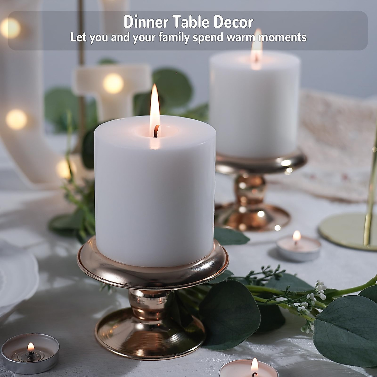 TRIRITE White Pillar Candles Set of 6,Unscented Pillar Candles Bulk-3x3 inch,210 Hours Long Burning Smokeless Pillar Candles, Perfect for Wedding,Parties, Spas, Home Gatherings and Dinner