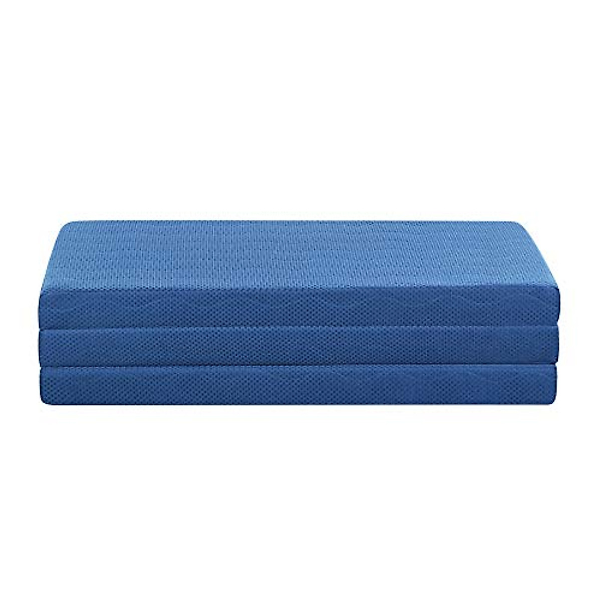 PrimaSleep 4 Inch Tri Folding Memory Foam Topper, Foldable, Guest Bed,Full Size, Blue