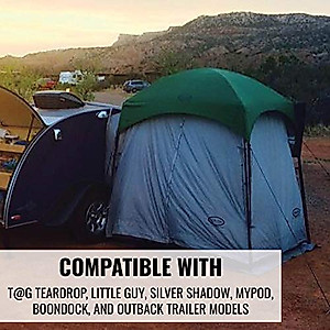 PahaQue 5x7 Pop Up Trailer Tent, Mini Side Mount Camper Screen Room with Awnings, Compatible with TAG Teardrop Trailers