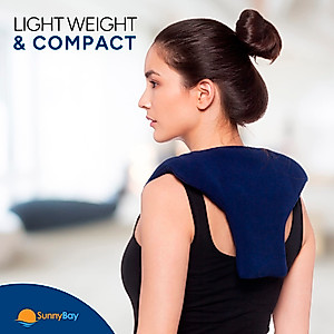 SunnyBay Shoulder and Upper Back Heating Pad, Microwavable Heated Neck and Shoulder Wrap, Weighted Moist Pain Relief Pack with Washable Cover and Flax Seed Filling, Medium, Navy Blue