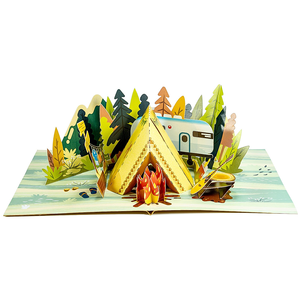 Camping Trip,3D Pop Up Greeting Card For All Occasions,Love, Birthday, Christmas, Congrats, Travel, Retirement, Mountain, Forest, Outdoor, Summer, Holiday,Hard Envelope,Handcrafted With Love