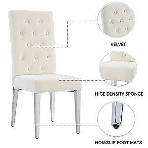 5 Piece Dining Table Set,63" Rectangular Tempered Glass Top Kitchen Table and Dining Chairs Set of 4,Modern White Velvet Upholstered Chair and Gold Metal Dining Room Tables for Kitchen, Living Room