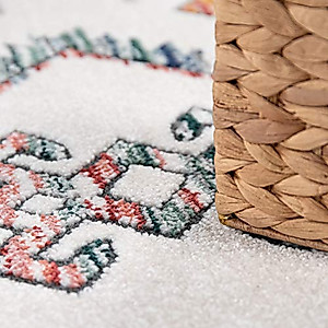 Ethnic Design Area Rug in Beige with Colorful Boho Pattern, Size: 3'11" x 5'7"