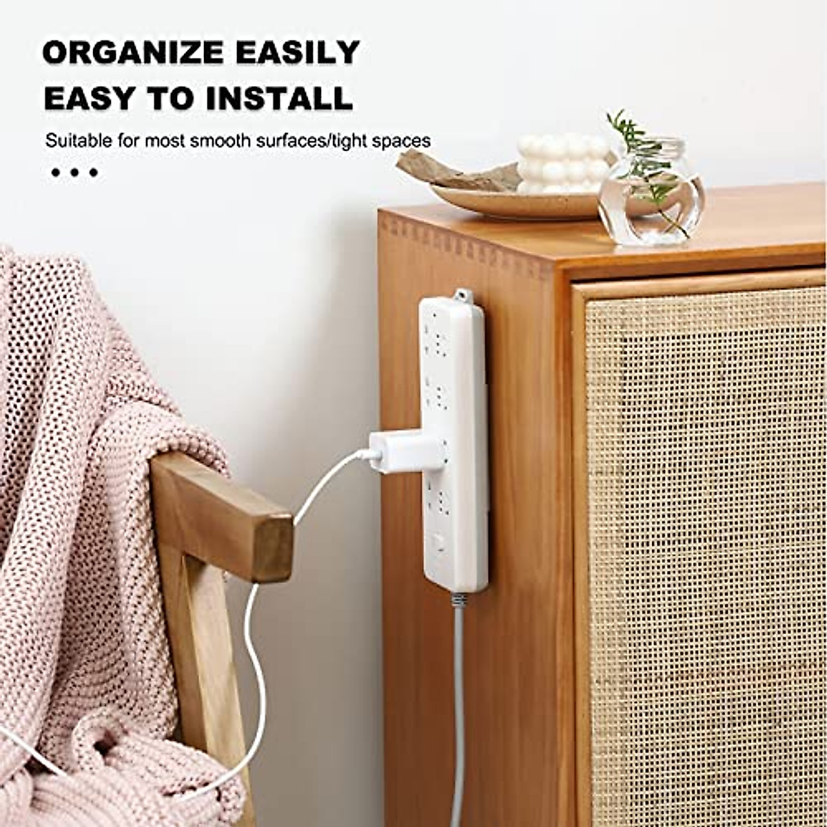 2023 Desktop Self-Adhesive Socket Fixer replacement, 12PCS Cable Management Punch Free Surge Protector, Cable Management Protector Adhesive Punch-Free Socket Holder for Kitchen Home and Office