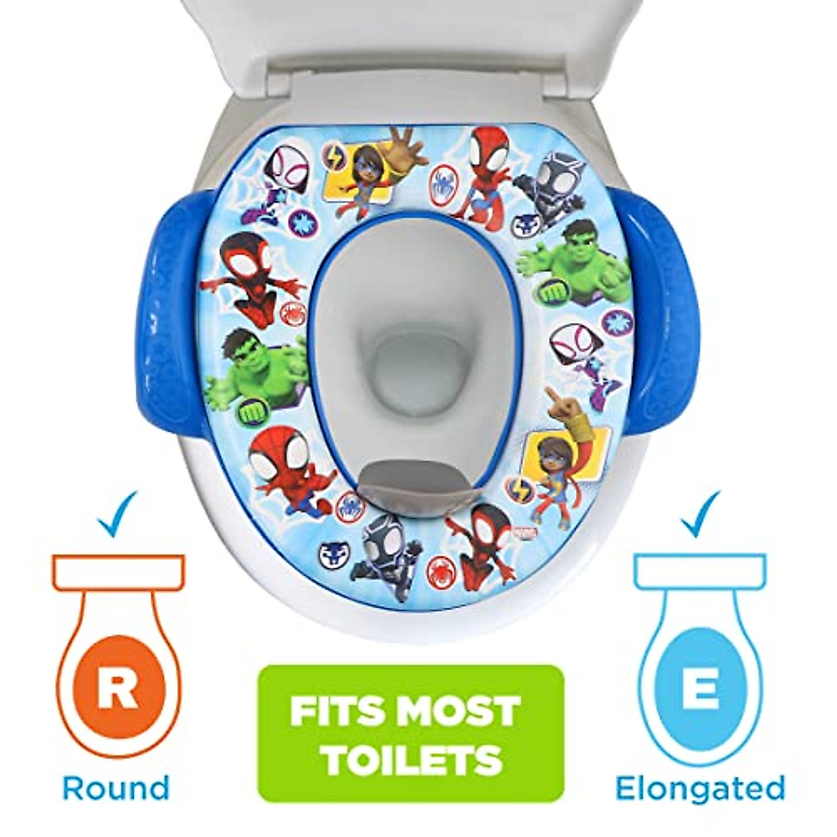 Spidey and His Amazing Friends "Team Up" 2 Piece Essential Potty Training Set - Soft Potty Seat, Step Stool