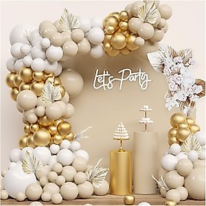 Sand White Gold Balloon Arch Garland Kit 168Pack Beige White Gold Balloons for Wedding Bridal Baby Shower Birthday Decorations Neutral Party Supplies