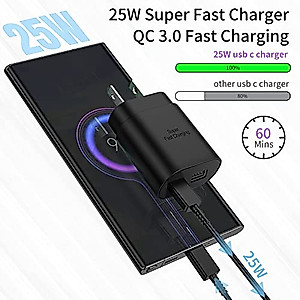 Type C Charger Fast Charging, 25W Super Fast Charger Type C, Dual Port USB C Charger Block with 6FT Android Charger Cable for Samsung Galaxy S22/S22 Ultra/S22+/S21/S21 Ultra/S21+/S21 FE/Note 20,2Pack
