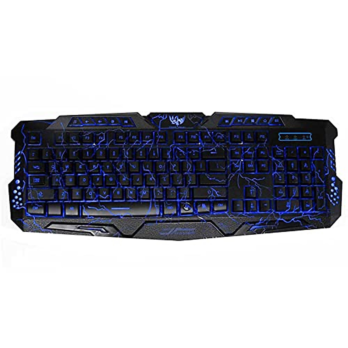 MDJEOE A878 114-Key LED Backlit Wired USB Gaming Keyboard with Cracking Pattern Black