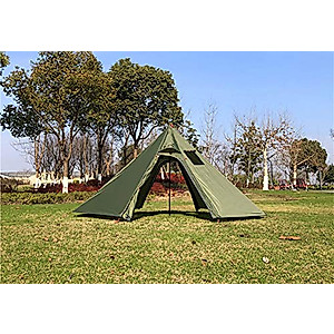 Genma0 Ultralight 2 Person Tipi Hot Tent with Fire Retardant Stove Jack for Flue Pipes with 2 Doors Army Green