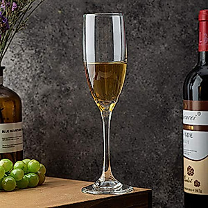 Classic Champagne Flutes, Set of 12, 6 Oz Premium Stemmed Champagne Glasses, Sparkling Wine Glass, Crystal Clear