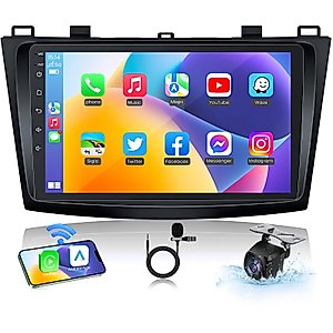 Car Stereo Radio for Mazda 3 2010 2011 2012 2013-9 Inch(1280 * 800) Touchscreen with Wireless Carplay&Android Auto GPS WiFi Bluetooth FM Backup Camera SWC (Fit for Bose System)