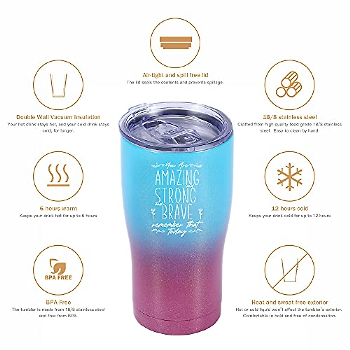 Shamone Tumbler 20oz Insulated Stainless Steel w/Lid SS Straw, Cleaning Brush, Sister Gifts for Unicorn Lovers, Sister Gifts from Sister, Sister Gifts, Sister Birthday Gifts from Sister (Purple Teal)