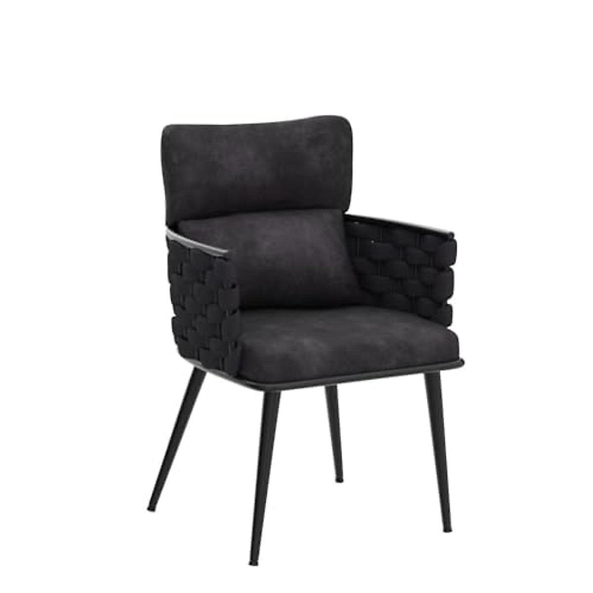 BFZ Mid-Century Modern Dining Chairs Set of 4, Handmade Woven Kitchen Chairs, Upholstered Velvet Dining Chairs with Metal Legs for Kitchen, Dining Room, Living Room