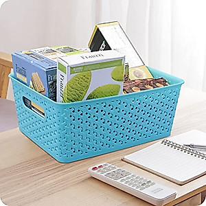 Rinboat Medium Colored Plastic Storage Baskets, 4 Packs