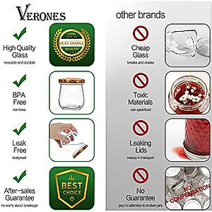 VERONES 40 PACK 6oz Mason Jars Canning Jelly Jars with Lids, Ideal for Jam, Honey, Wedding, Shower Favors, DIY Spice Jars