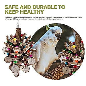 Bird Toys, Parrot Toys for Large Birds, Natural Peppered Wood African Grey Parrots, Macaws, Cockatoos, Amazon Parrot chew Toys, Aviary Hanging Toys