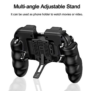4 Trigger Mobile Game Controller with Cooling Fan for PUBG/Call of Duty/Fortnite [6 Finger Operation] YOBWIN L1R1 L2R2 Gaming Grip Gamepad Mobile Controller Trigger for 4.7-6.5" iOS Android Phone