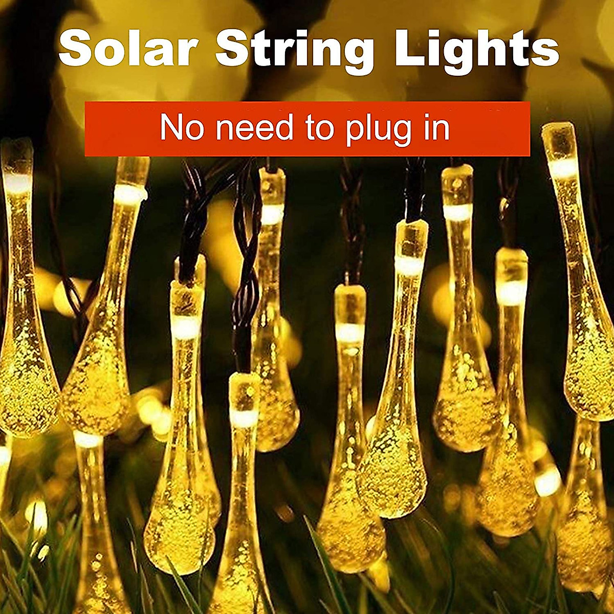 Comoo Solar String Lights Outdoor 21 Feet 30 LED Solar Lights 1Pc Outdoor Decorative 8 Mode Solar String Lights for Garden,Parties,Wedding-Warm Light