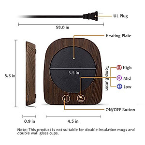 VOBAGA Imitation Wood Grain Coffee Cup Warmer & Mug Warmer for Desk, Electric Cup Beverage Warmer Plate with 3 Temperature Settings for Tea, Water, Cocoa, Milk with Auto Shut Off After 4 Hours