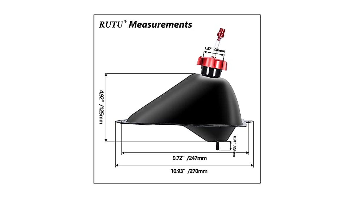 RUTU 2.4L Gas Fuel Tank for 50cc-125cc ATVs