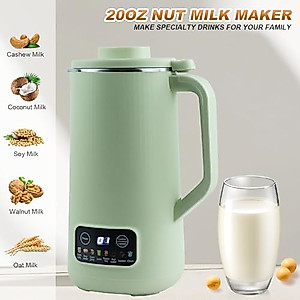 Nut Milk Maker Machine, 20oz Automatic Almond Milk Maker Machine, Soybean Milk Machine for Homemade Almond, Oat, Soy, Etc Grain, Soy Milk Maker Machine with Timer/Keep Warm/Self-Cleaning