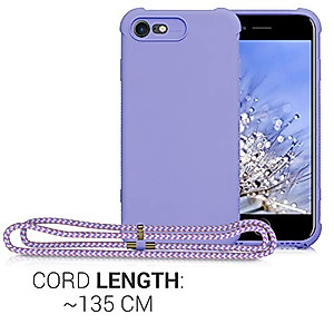 kwmobile Crossbody Case Compatible with Apple iPhone SE (2022) / iPhone SE (2020) / iPhone 8 / iPhone 7 Case - TPU Silicone Cover with Strap - Lavender