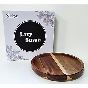 Saebye 9" Acacia Wood Lazy Susan, Turntable Organizer, Lazy Susan Turntable for Cabinet, Pantry, Table, Spice Rack
