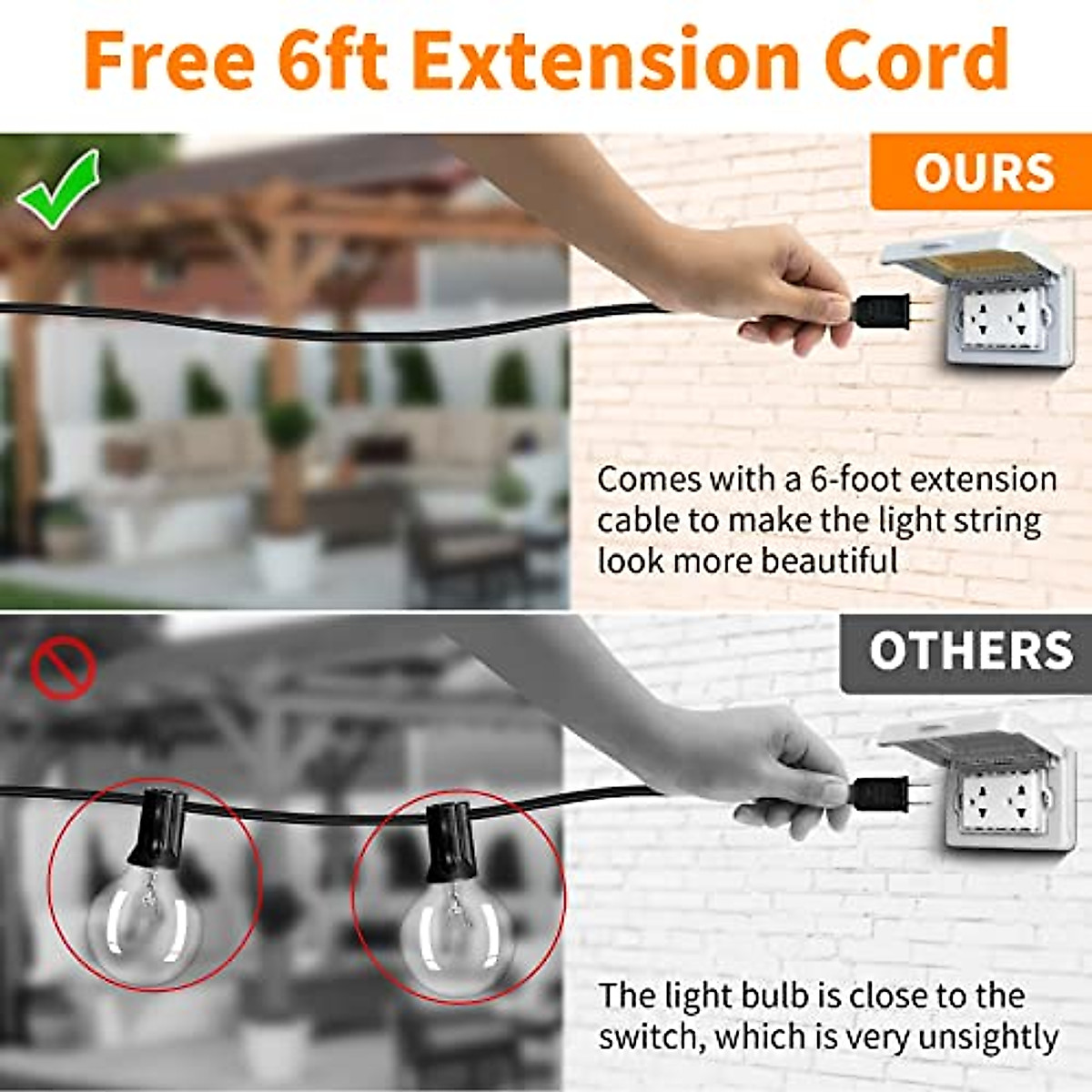 Solibting Outdoor String Lights, 100FT Patio Lights with 64 G40 Shatterproof LED Bulbs Waterproof Globe String Lights 1W 2700K Hanging Lights for Backyard Porch Cafe Party Wedding Garden