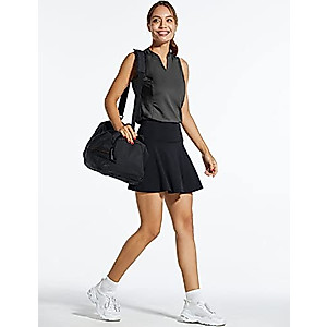 BALEAF Women's Sleeveless Golf Tennis Shirts Lightweight Quick Dry V-Neck Tank Tops Polo Black M