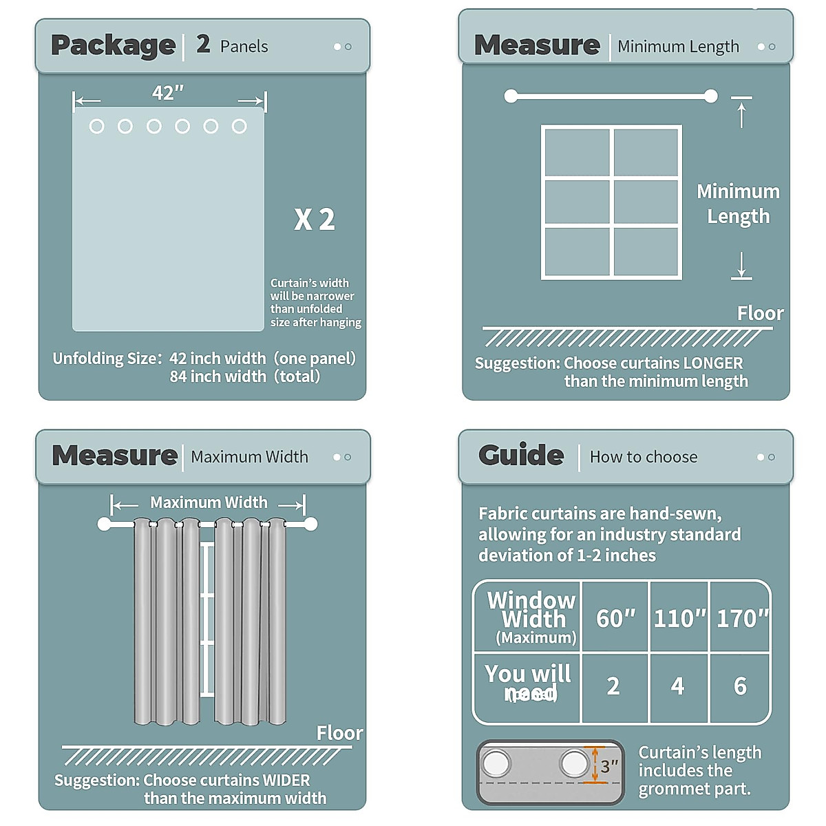 BGment Kids Curtains for Nursery, Star and Moon Blackout Curtains for Boys Girls Bedroom 63 Inch Length, Room Darkening Thermal Insulated Grommet Curtains for Baby, Dark Grey, 2 Panels of 42 x 63 Inch