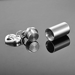 TTVOVO Pet Cremation Urn Necklace for Ashes Memorial Keepsake Ashes Holder Urn Locket Best Friend Dog Paw Urn Cylinder Necklace with Angel Wing Charm Pendant Necklace for Men Women Remembrance Jewelry