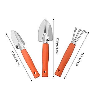 Garden Hand Tools, Wide Shovel Glossy Polishing Gardening Tool Set Stainless Steel Rake Narrow Shovel Practical Orange for Bonsai Pl