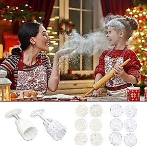2 Pack Mooncake Mould with 12 Cookie Stamps, FineGood Flower Animal Moon Cake Mold Press 50g Hand Pressure Mooncake DIY Tools for Baking Cookies