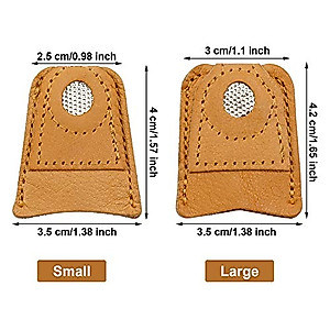 WILLBOND 4 Pieces Leather Thimble Hand Sewing Thimble Finger Protector Coin Thimble Finger Pads for Knitting Sewing Quilting Pin Needles Craft Accessories DIY Sewing Tools, 2 Sizes