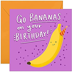 Old English Co. Go Bananas Funny Birthday Card for Him | Humour Silly Birthday Card for Men - Dad, Brother, Uncle, Nephew, Son | Blank Inside with Envelope