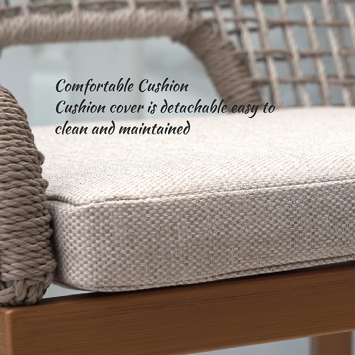 PURPLE LEAF Counter Height Bar Stools Set of 4 Rattan Chair Boho Aluminum Woven Counter Stools with Back and Footrest Modern Patio Seating 24.8 Inches Outdoor Barstools