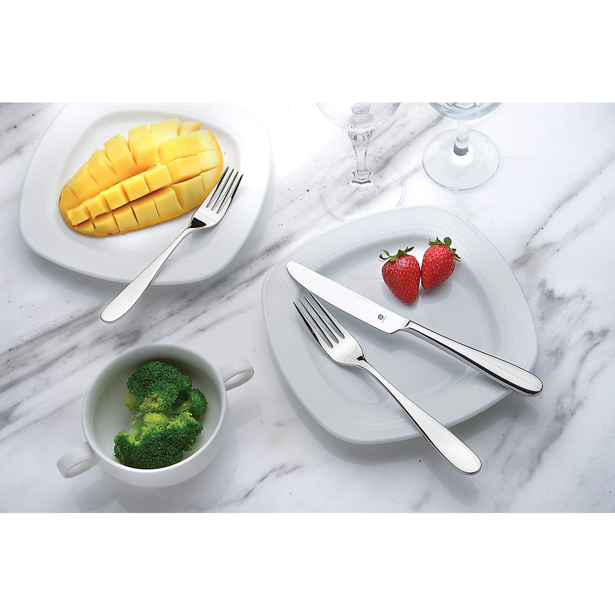 DANIALLI Modern Fidenza Silverware Set - 18/10 Stainless Steel Flatware Set for Elegant Dining - Dishwasher Safe Cutlery Set (40-Piece)