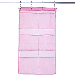 ALYER 6 Storage Pockets Hanging Mesh Shower Caddy,Space Saving Bathroom Accessories and Quick Dry Bath Organizer,Pink