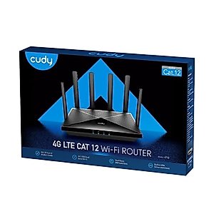 Cudy 4G LTE Cat 12 WiFi Router, LTE Modem Router, Qualcomm Chipset, Dual SIM 4G Cellular Router, AC1200 Dual Band WiFi, 4 Gigabit Ports, OpenVPN, WireGuard, Band Lock, TTL, at Command