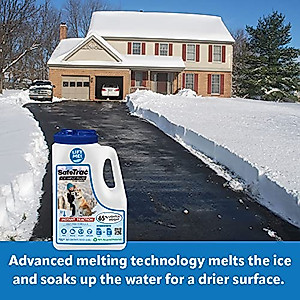 SafeTrac Ice Melt Plus, Lightweight Pet Safe Ice Melt for Snow, Pet Friendly Non Corrosive Ice Melter for Driveway and Sidewalk, Eco Friendly Ice Melt, Comparable Coverage to 10 Lb Jug (3 Pack)