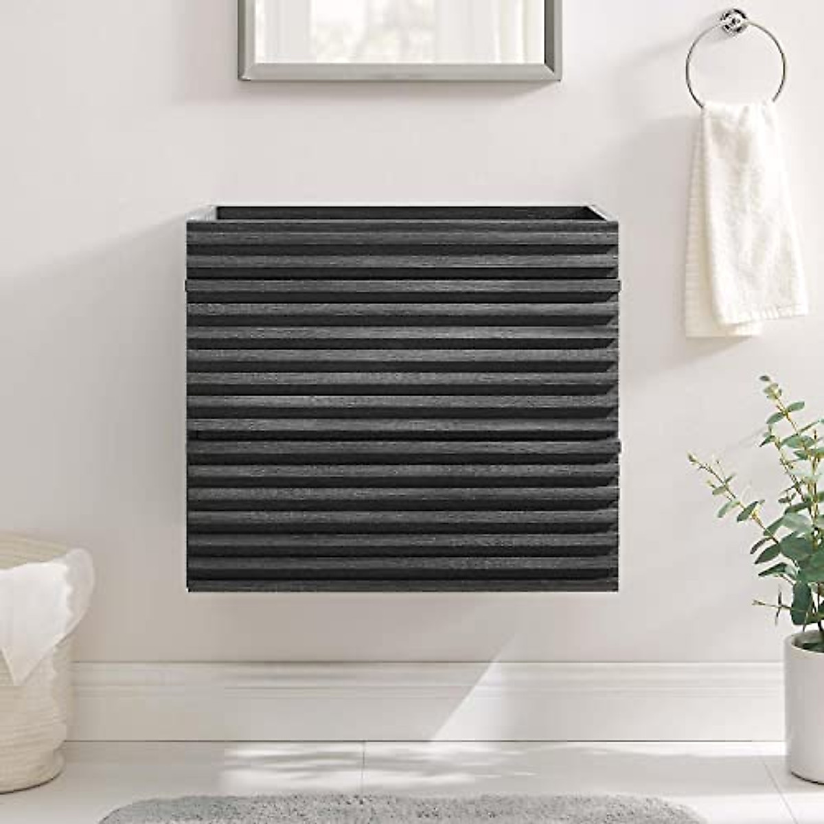 Modway Render 23.5" MDF Wood Wall-Mount Bathroom Vanity Cabinet in Charcoal