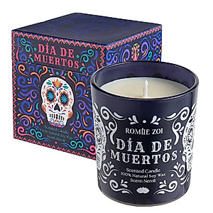 ROMIIE ZOI Scented Candle - Dia de Muertos - 6oz Soy Wax Candle for The Day of Dead, Gift for Her/Him