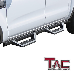 TAC Sidewinder Running Boards Fit 2019-2024 Ford Ranger SuperCrew Cab Truck Pickup 4” Drop Fine Texture Black Side Steps Nerf Bars Rock Slider Armor Off-Road Accessories (2pcs)