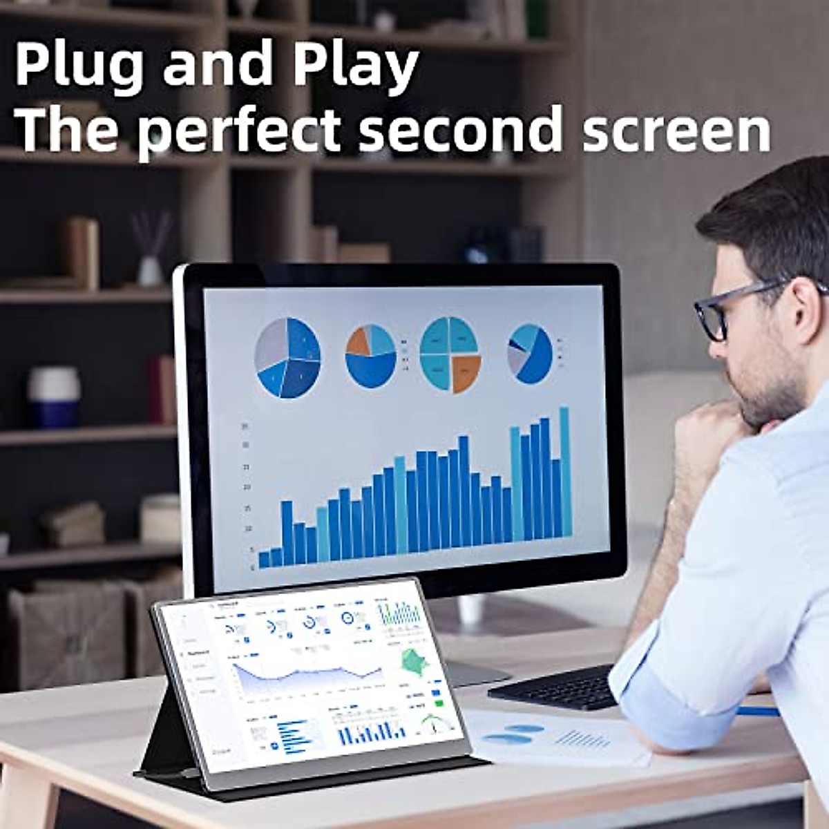 Upperizon Portable Monitor Bundle [15.6inch 4K & 16inch 2.5K] HDR IPS USB-C Travel Monitor Dual USB-C Mini HDMI Portable Display for MacBook Laptop PC Surface Xbox Switch PS5