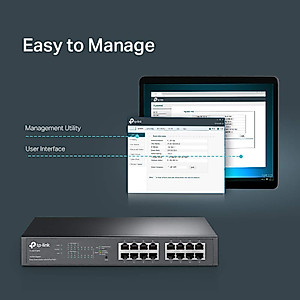TP-Link TL-SG1016PE | 16 Port Gigabit PoE Switch | Easy Smart Managed | 8 PoE+ Ports @150W | Plug & Play | Sturdy Metal w/ Shielded Ports | QoS, Vlan, IGMP & LAG | 3 Year Manufacturer Warranty